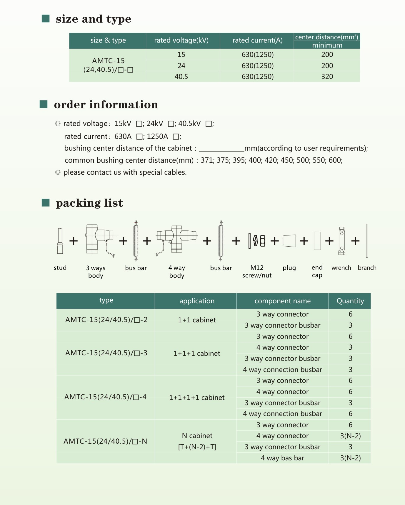 AMTC-15/AMTC-24/AMTC-40.5 Bus bar extension system - 广东安普宏商电气有限公司